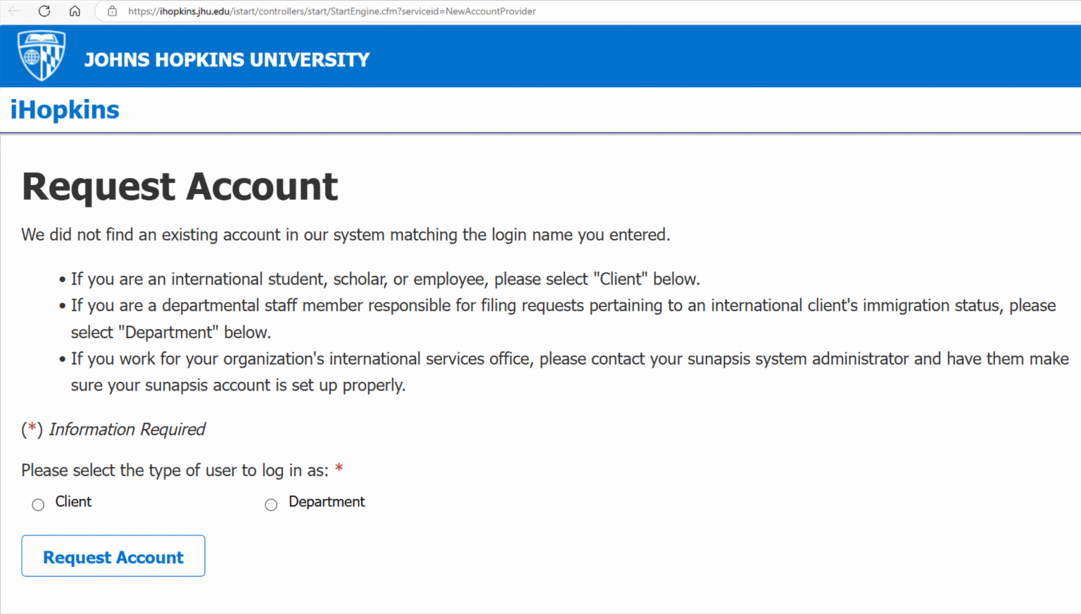iHopkins Login & Resources - Johns Hopkins Office of International Services